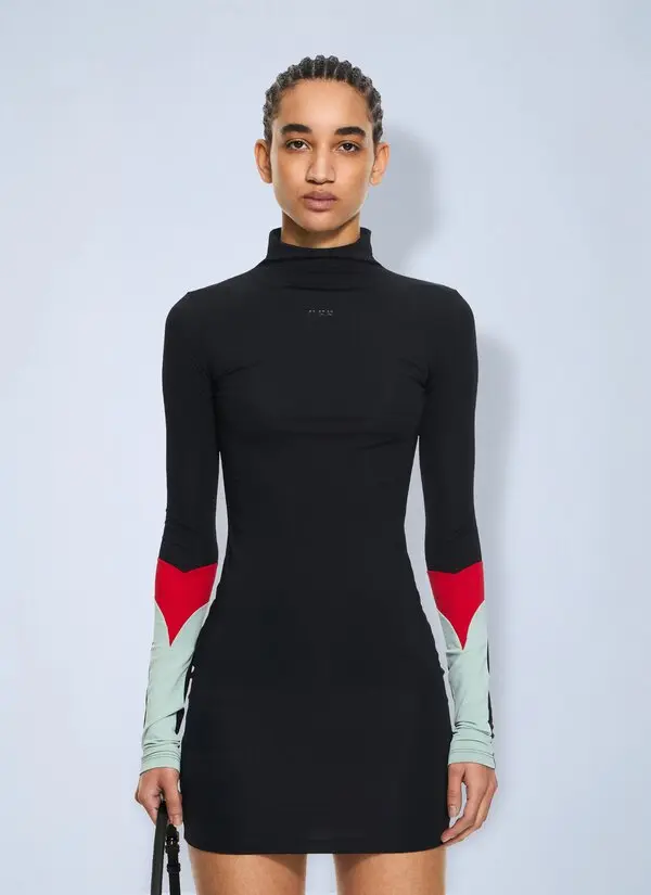 Off-White Lycra Collar Insert Mini Dress