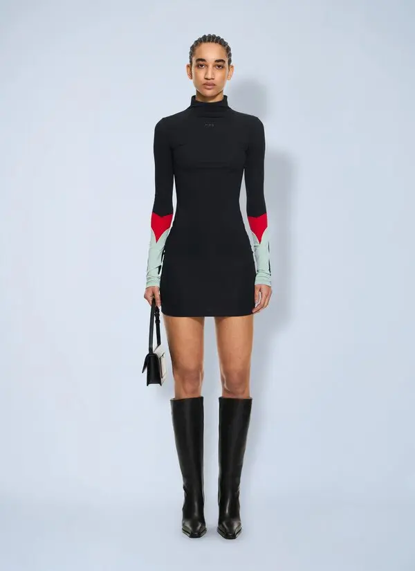 Off-White Lycra Collar Insert Mini Dress