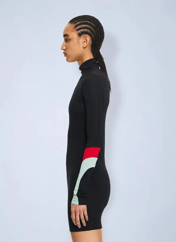 Off-White Lycra Collar Insert Mini Dress
