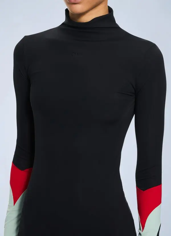 Off-White Lycra Collar Insert Mini Dress