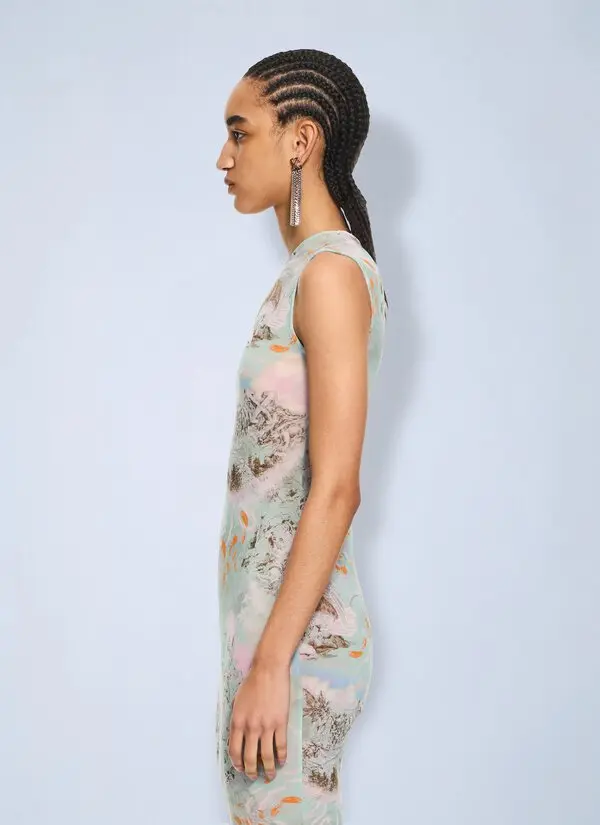Off-White Light Jersey Storytelling Sleeveless Dress