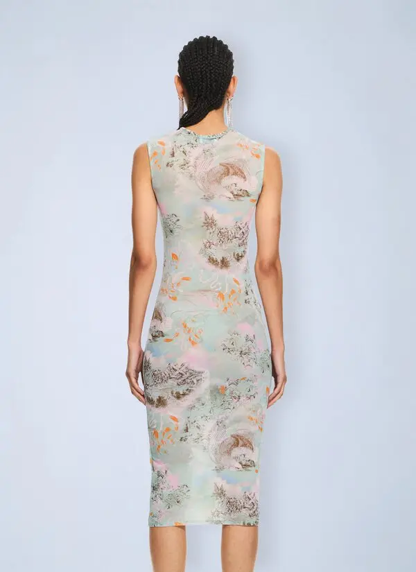 Off-White Light Jersey Storytelling Sleeveless Dress
