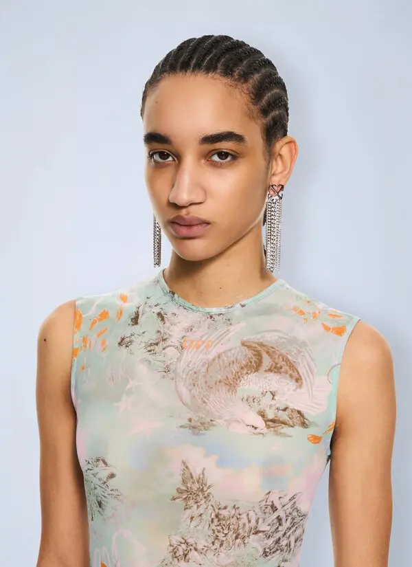 Off-White Light Jersey Storytelling Sleeveless Dress