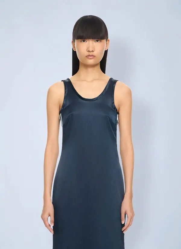 Off-White Satin Backless Midi Dress