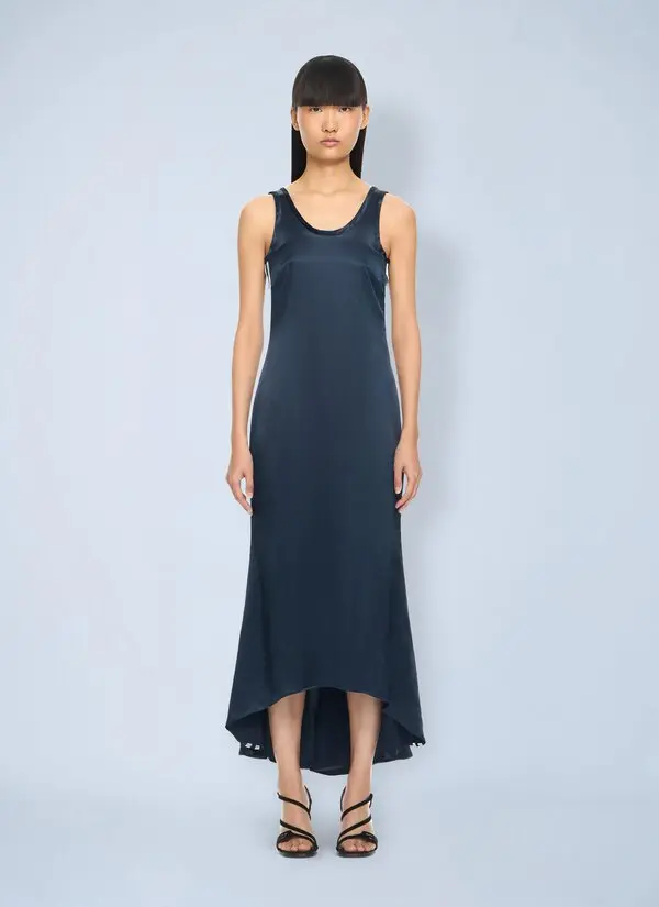 Off-White Satin Backless Midi Dress