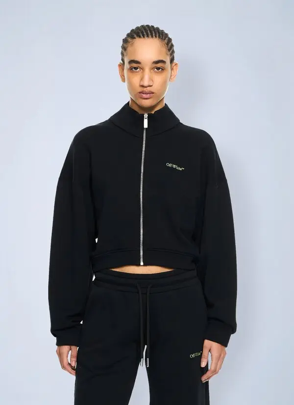 Off-White Arrow Leaves Zip Up Sweatshirt - Black