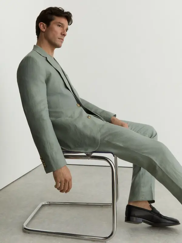 REISS Atlantic Linen-twill Single-breasted Blazer Tailored-fit