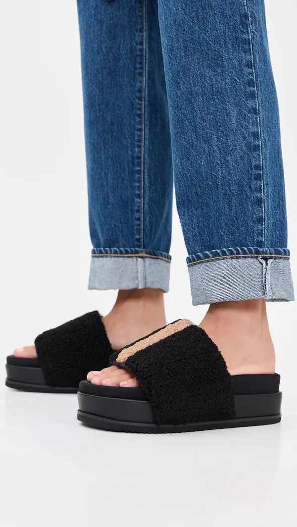 ROAM Fuzzy Stripe Stacked Sandals