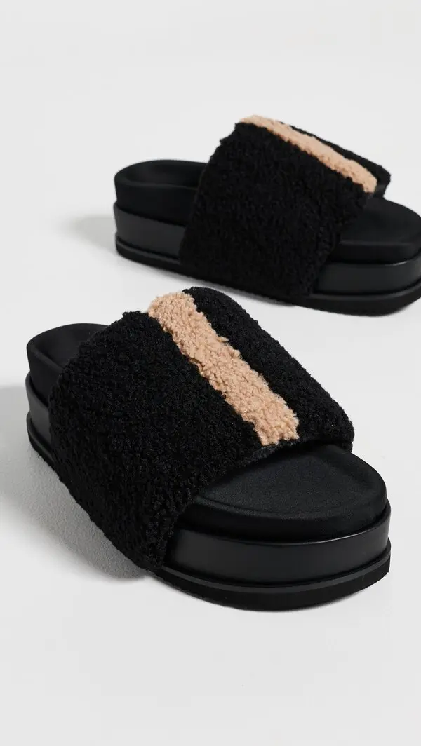ROAM Fuzzy Stripe Stacked Sandals
