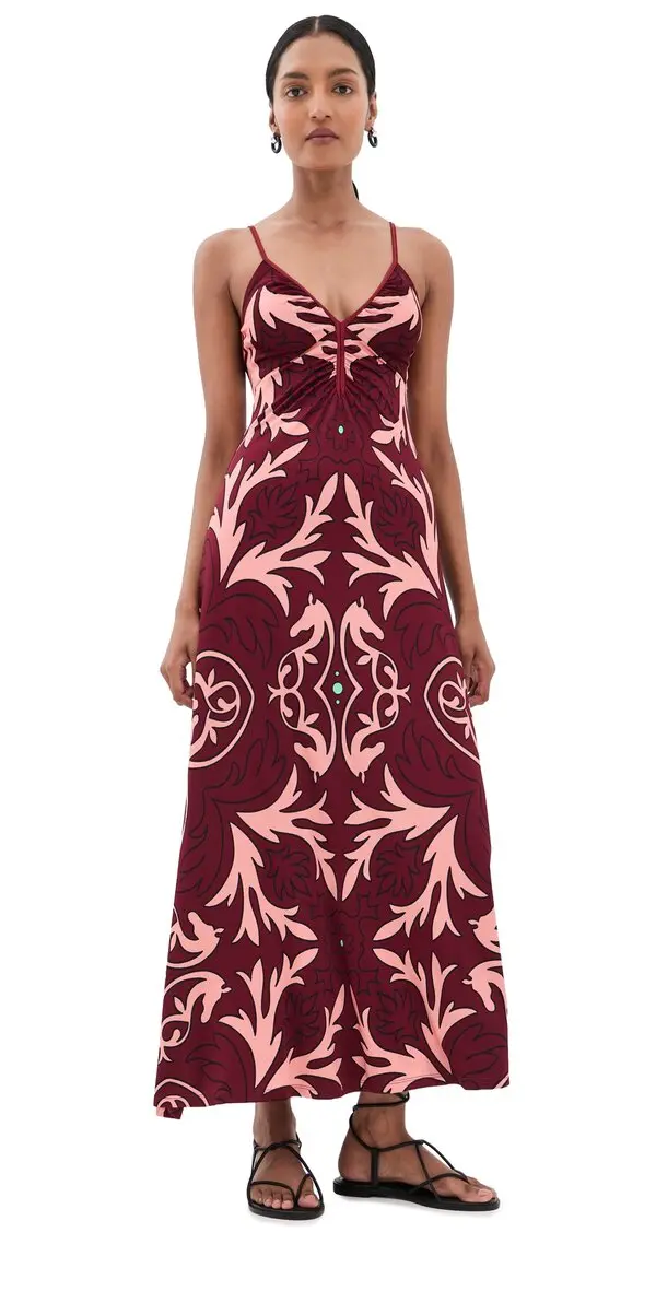 Johanna Ortiz Nuestra Tierra Ankle Dress - Wine