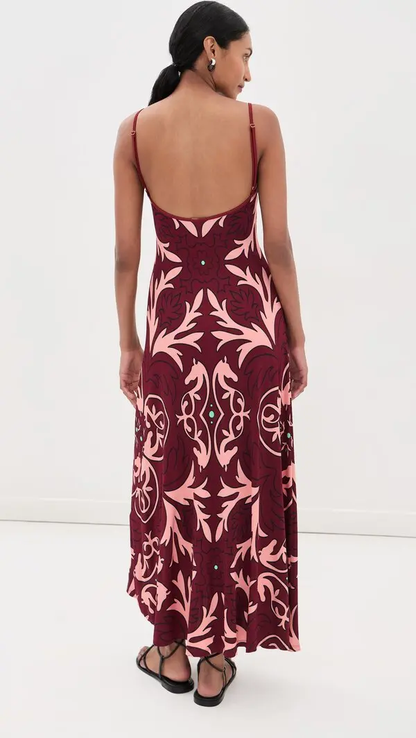 Johanna Ortiz Nuestra Tierra Ankle Dress With V-neck And Ruched Detailing