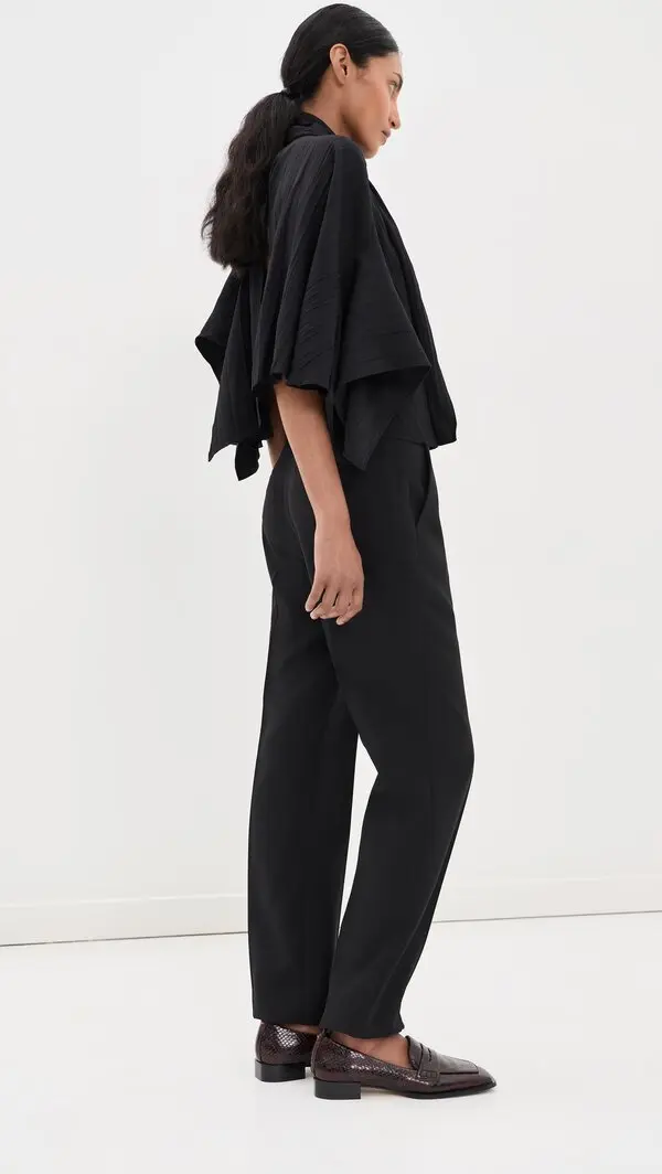 Tibi Creased Acetate Drape Cape Tie Top