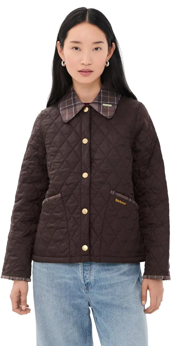 Barbour Icons Tartan Collar Cropped Liddesdale Quilted Jacket