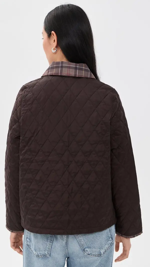 Barbour Icons Tartan Collar Cropped Liddesdale Quilted Jacket