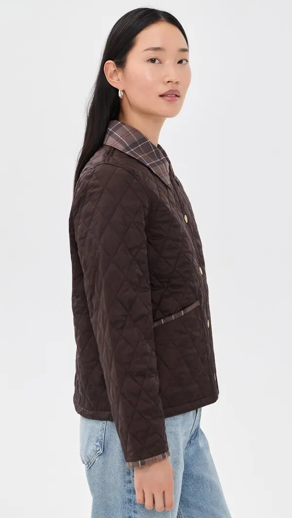 Barbour Icons Tartan Collar Cropped Liddesdale Quilted Jacket