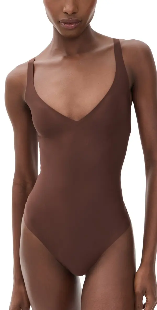 SKIMS Plunge Thong Bodysuit - Cocoa