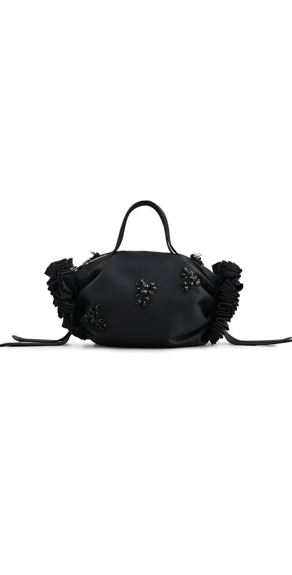 Simone Rocha Turbo Embellished Mini Double Ribbon Rosette Bag - Black/jet