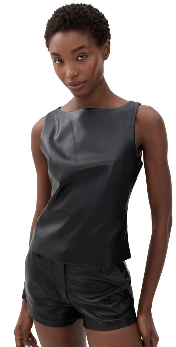 Joe's Jeans The Vegan Leather Boat Neck Tank - Black