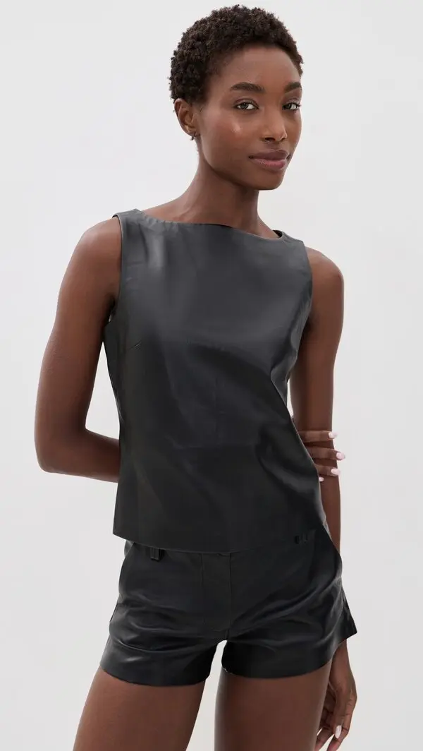Joe's Jeans The Vegan Leather Boat Neck Tank