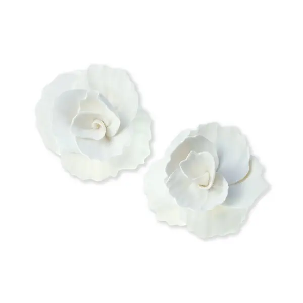 BY CHAVELLI Rosette Large Stud Earrings - White