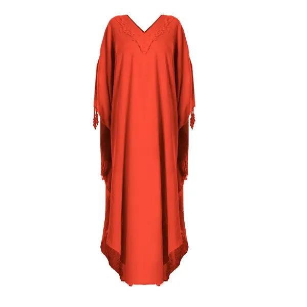 ZHENABIA Boho Kaftan Summer Dress - Red