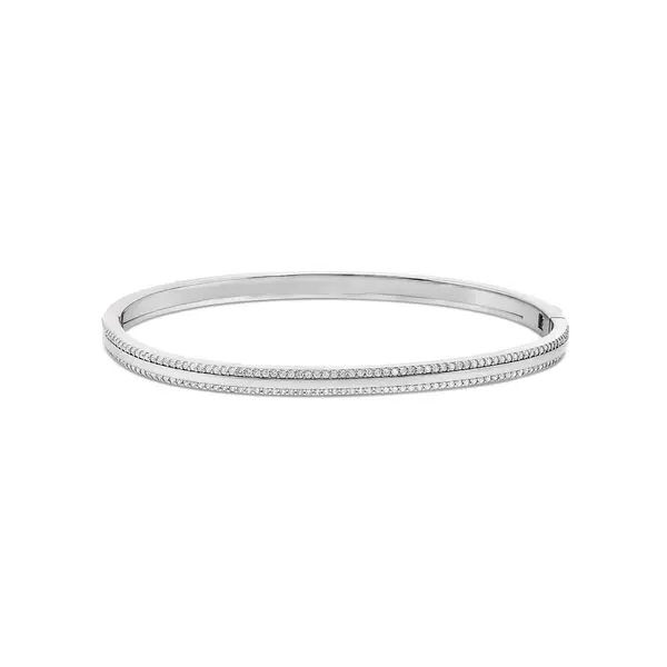 SHYMI Thin Pave Outline Bangle - Silver