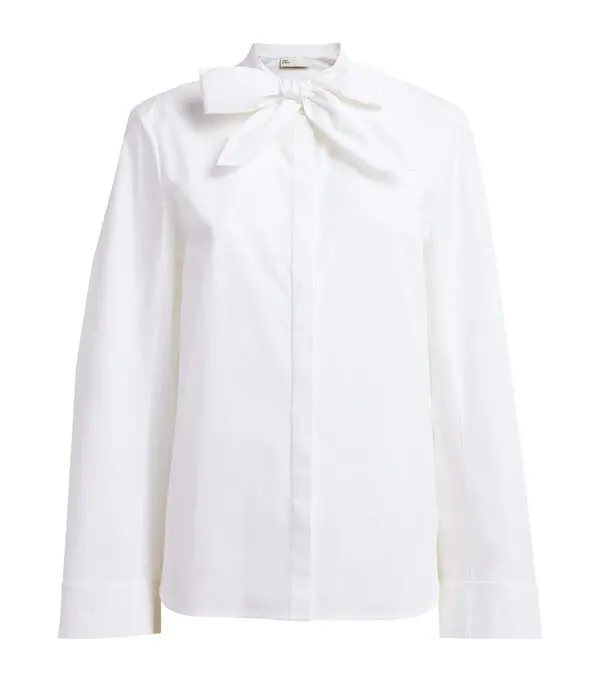 Tory Burch Stretch-cotton Bow Blouse