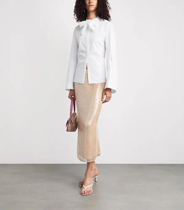 Tory Burch Stretch-cotton Bow Blouse