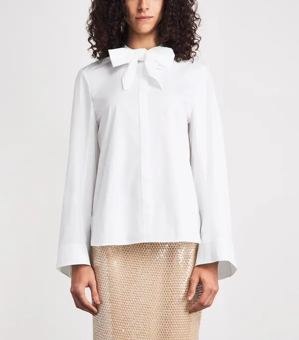 Tory Burch Stretch-cotton Bow Blouse