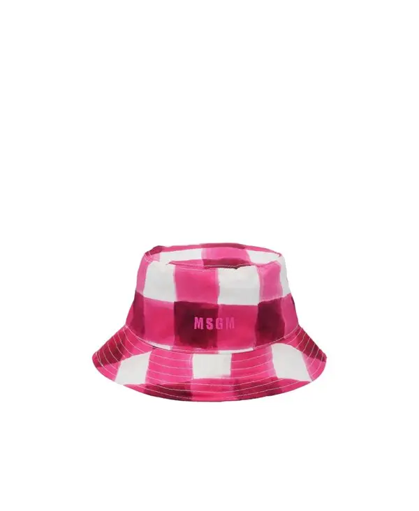 MSGM Gingham-check Bucket Hat