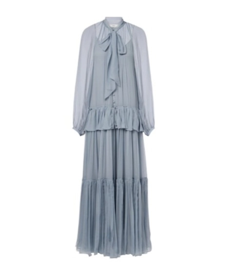 Chloé Ruffled Silk Muslin Maxi Dress - Blue