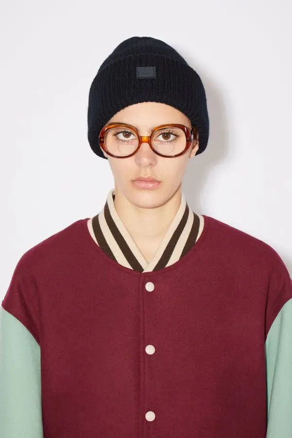 Acne Studios Face Logo Patch Rib-knit Beanie