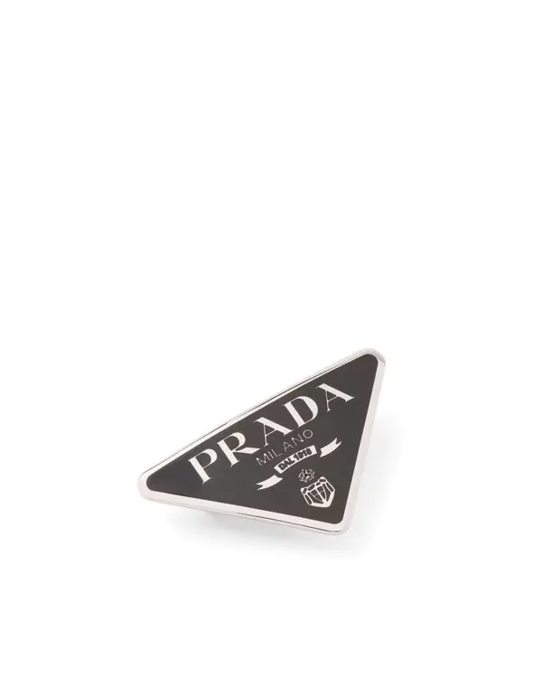Prada Enameled Logo Hair Clip
