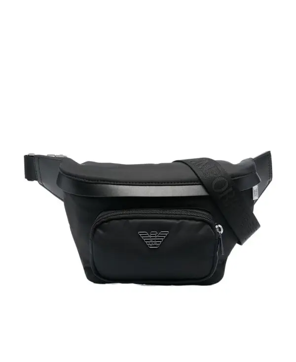 Emporio Armani Logo Plaque Zipped Belt Bag - Black