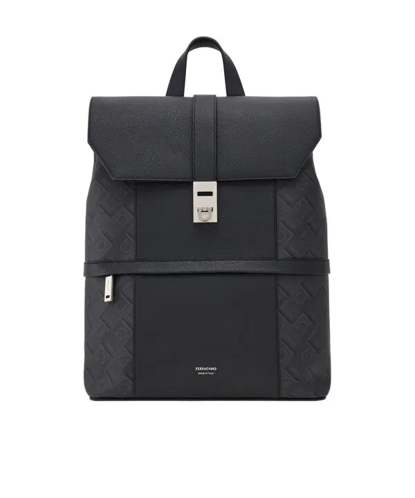 FERRAGAMO Monogram Backpack With Gancini Buckle