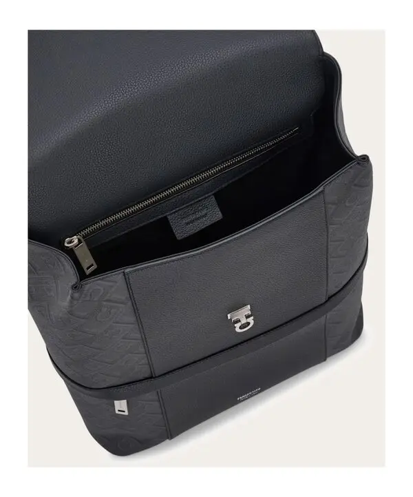 FERRAGAMO Monogram Backpack With Gancini Buckle