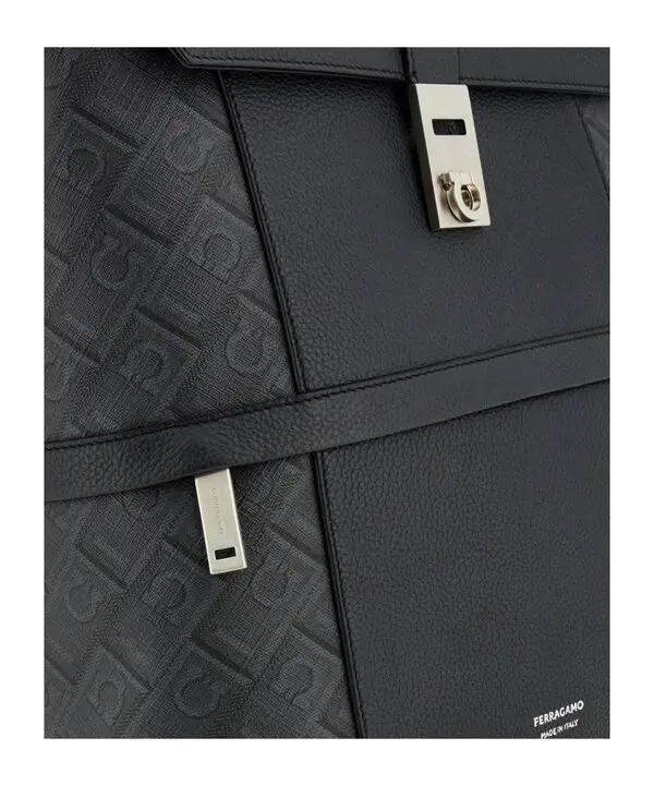 FERRAGAMO Monogram Backpack With Gancini Buckle