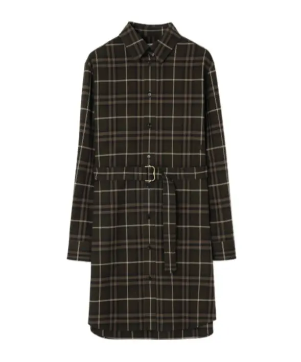Burberry Check Cotton Shirt Dress - Tan