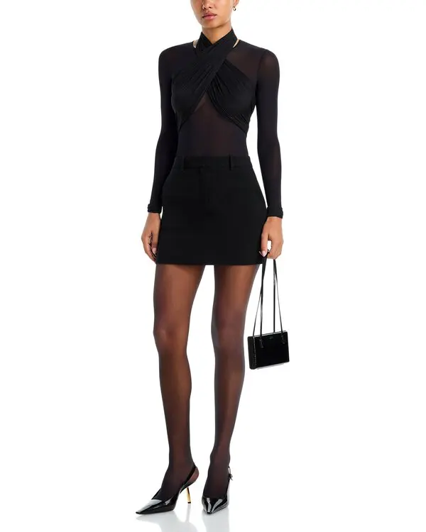 Wardrobe.NYC Crossover Bodice Mesh Bodysuit