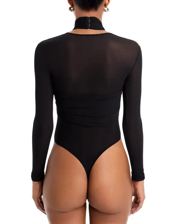 Wardrobe.NYC Crossover Bodice Mesh Bodysuit