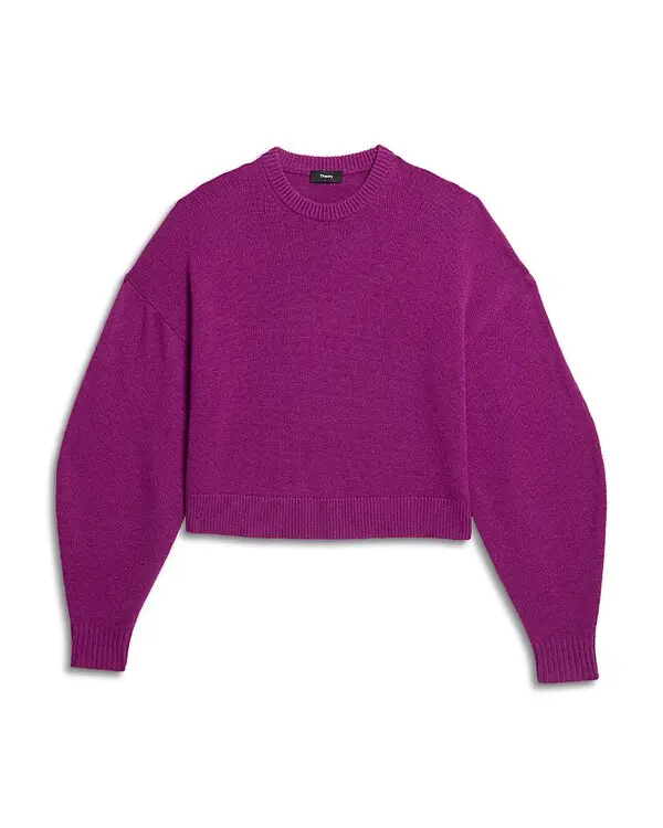 Theory Cashmere Crewneck Sweater - Deep Magenta