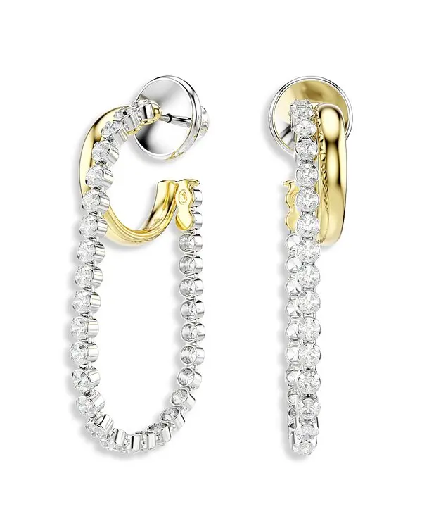 SWAROVSKI Hyperbola Stone Chain Hoop Earrings - Gold