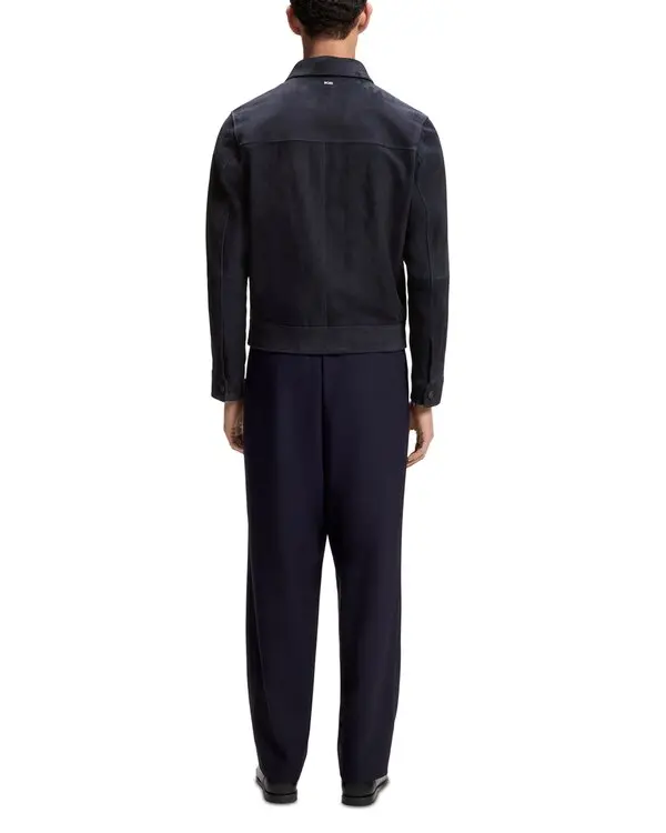 BOSS H-malbano Leather Jacket - Dark Blue