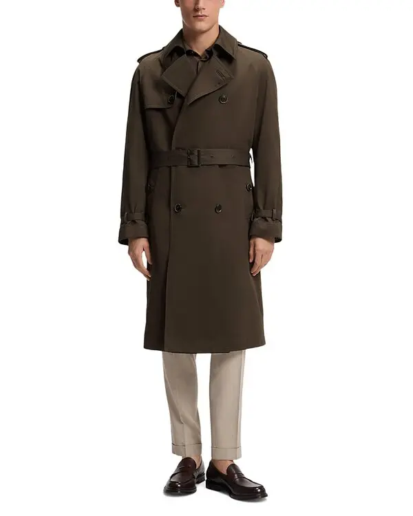 BOSS L-cook Double Breasted Cotton Blend Trench Coat - Medium Brown