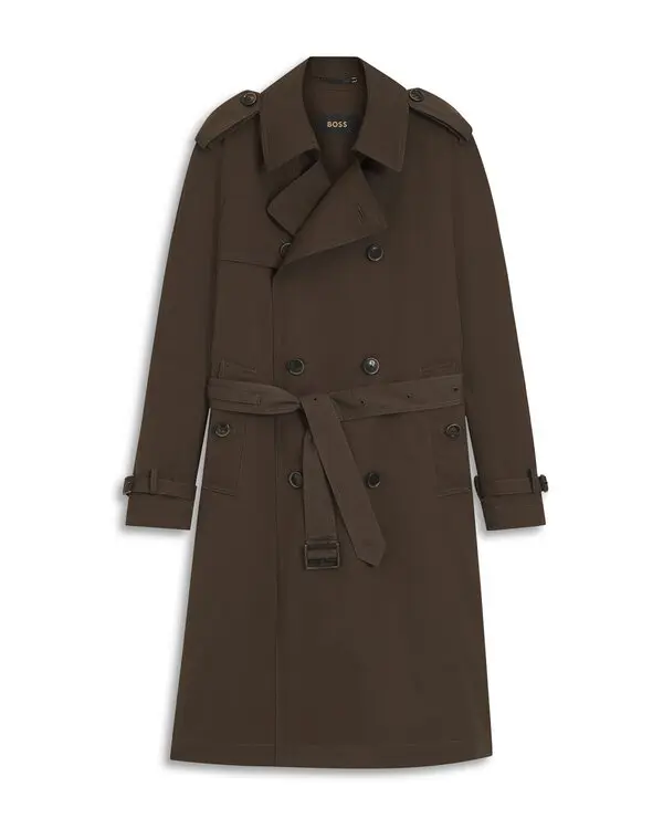 BOSS L-cook Double Breasted Cotton Blend Trench Coat
