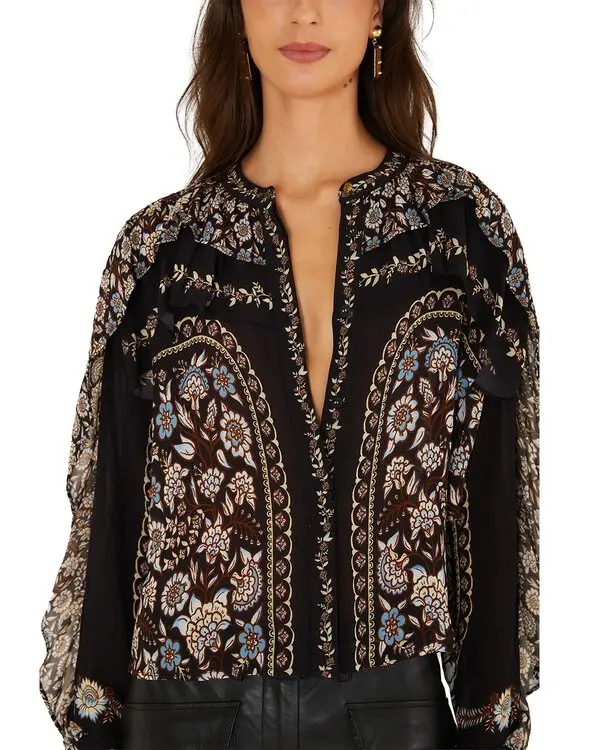 Farm Rio Daniela Band Collar Blouse
