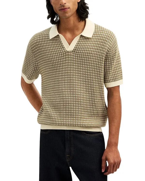 Madewell Johnny Collar Grid Stitch Polo - Creme Fraiche