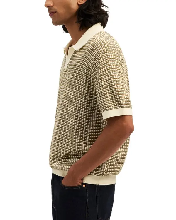 Madewell Johnny Collar Grid Stitch Polo - Creme Fraiche