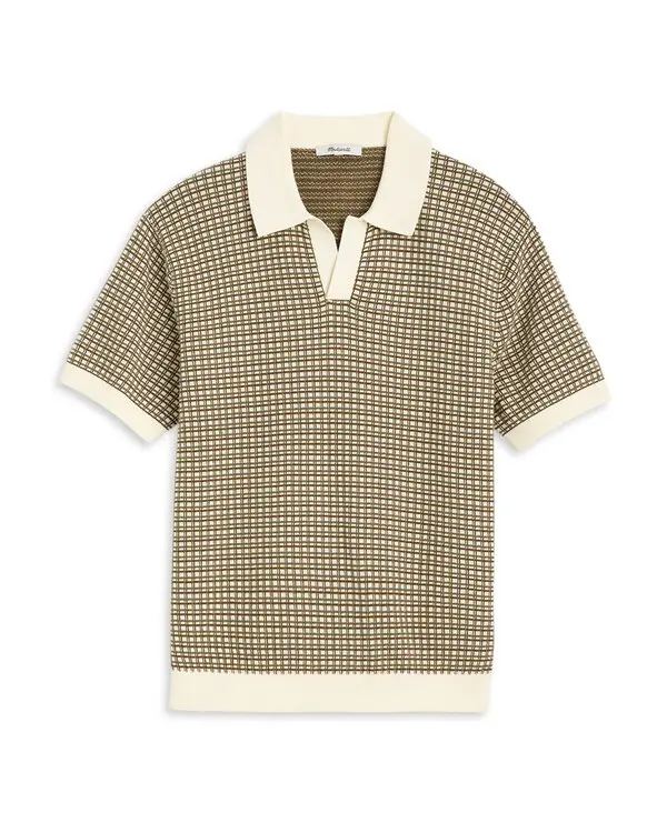 Madewell Johnny Collar Grid Stitch Polo - Creme Fraiche