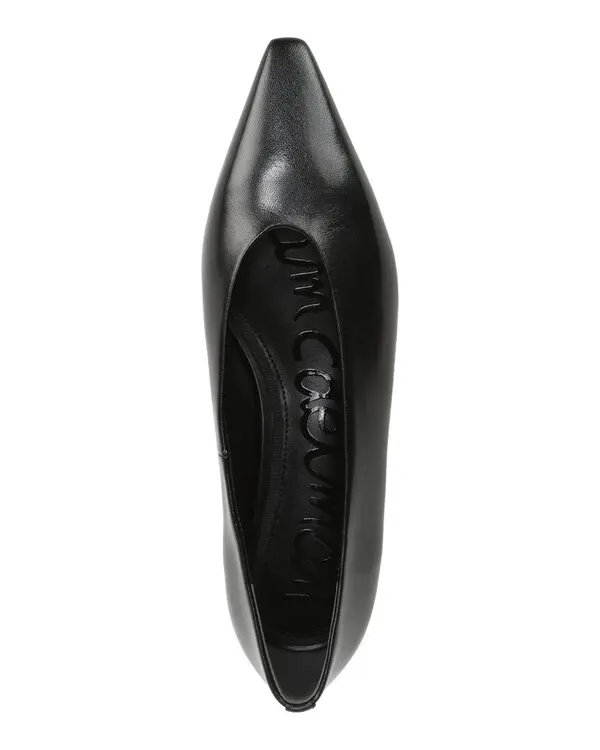 Sam Edelman Emory Pointed Toe Leather Ballet Flats - Black
